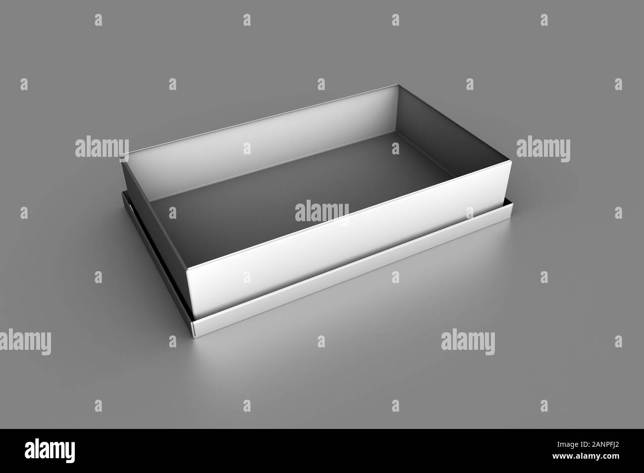 3D rendering of empty metal box mockup template with metallic color on ...