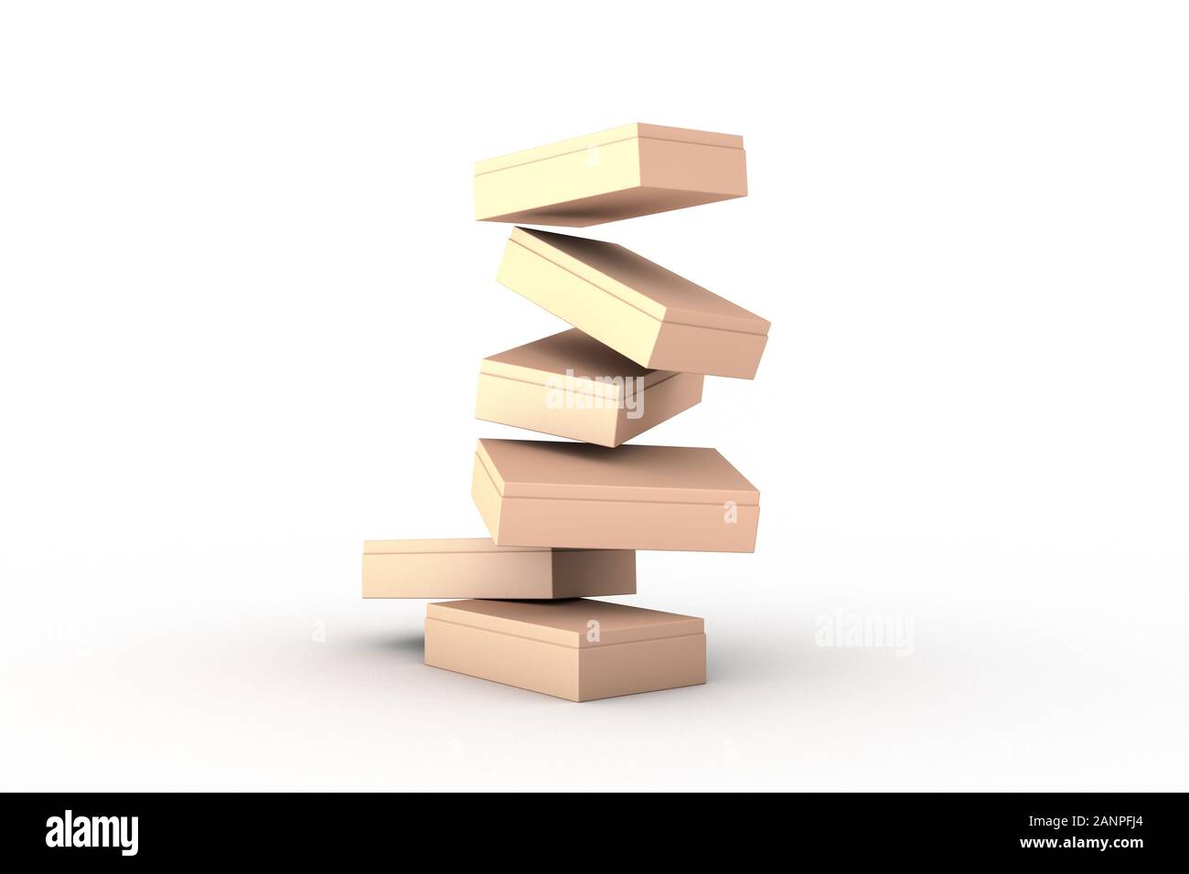 3d rendering of cardboard empty box mockup template with golden yellow ...