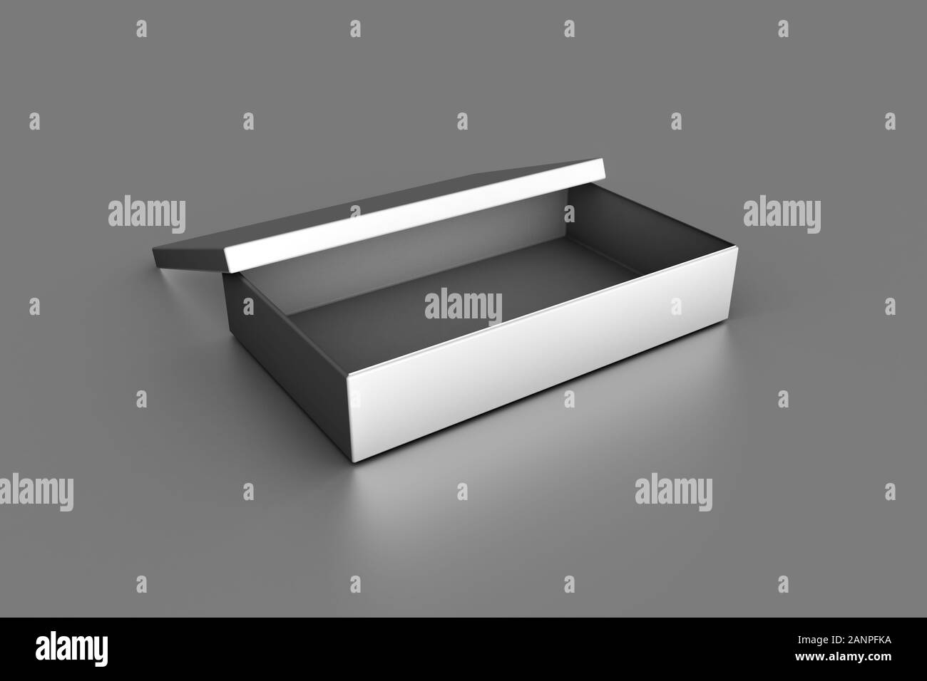 3D rendering of empty metal box mockup template with metallic color on ...