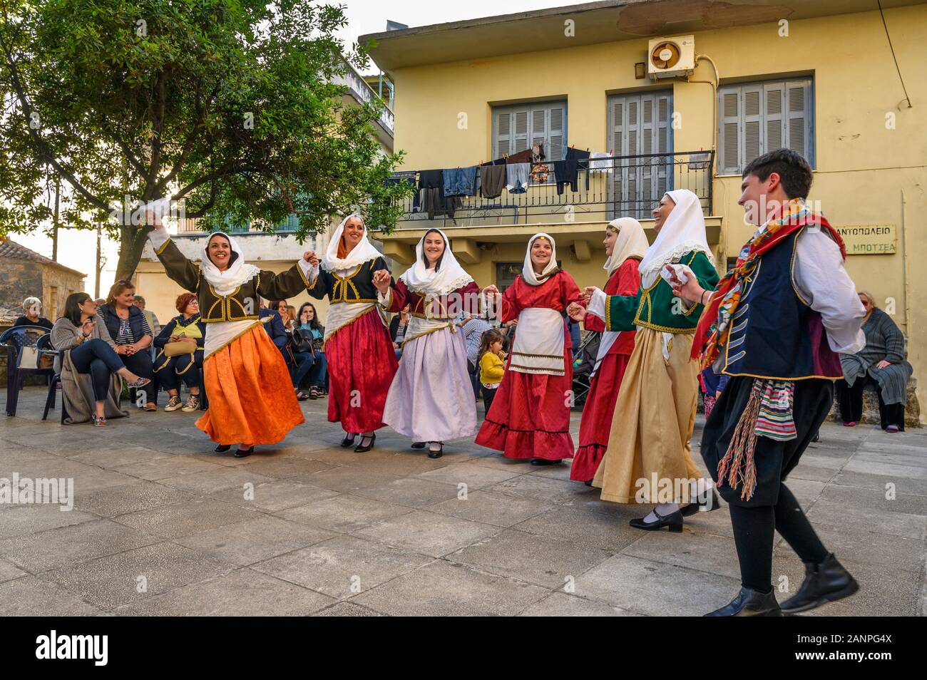 Traditional Greek dancing at a Paniyiri, a local festival celebrating ...
