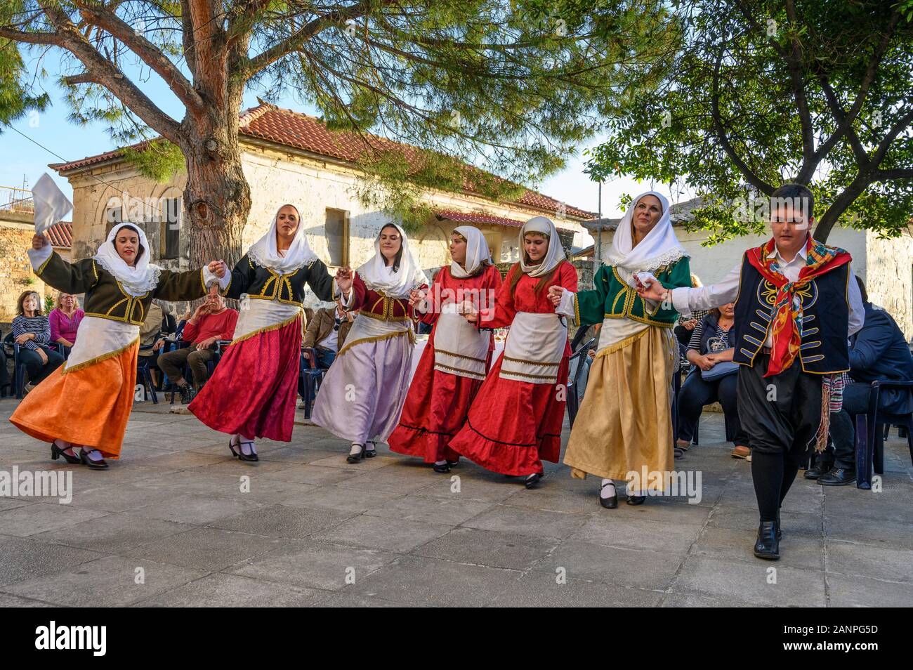 Traditional Greek dancing at a Paniyiri, a local festival celebrating ...