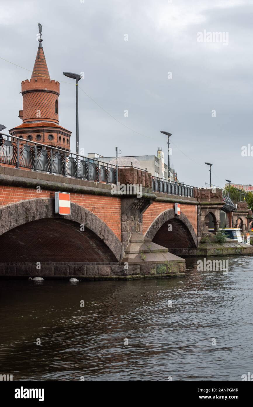 Berlin, Germany- September 29, 2019 : double-deck bridge crossing River ...