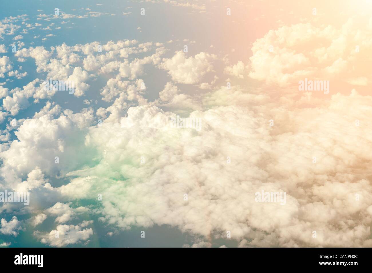 Beautiful landscape aerial view of Above The Clouds in the sky. The ...