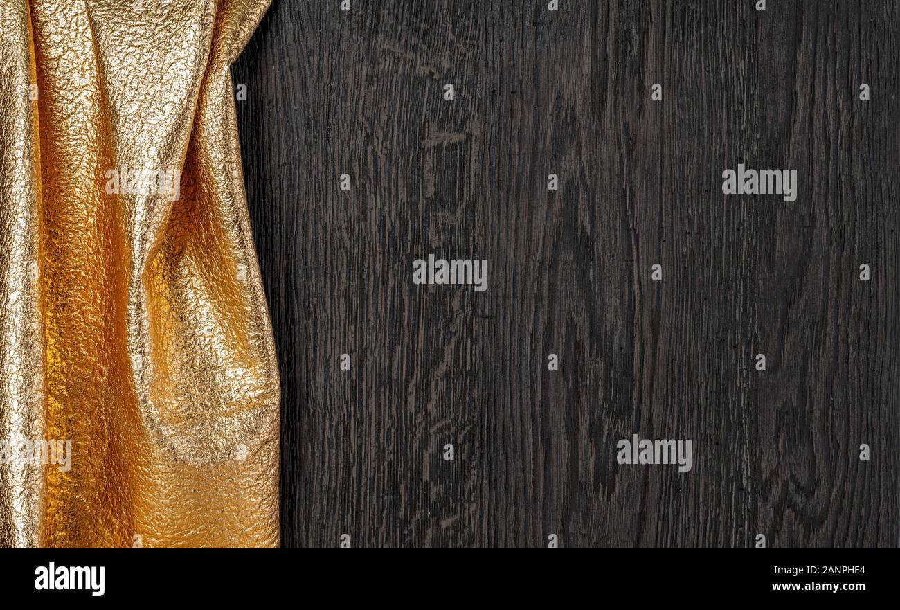 wooden dark texture with gold textil, with copy space Stock Photo - Alamy