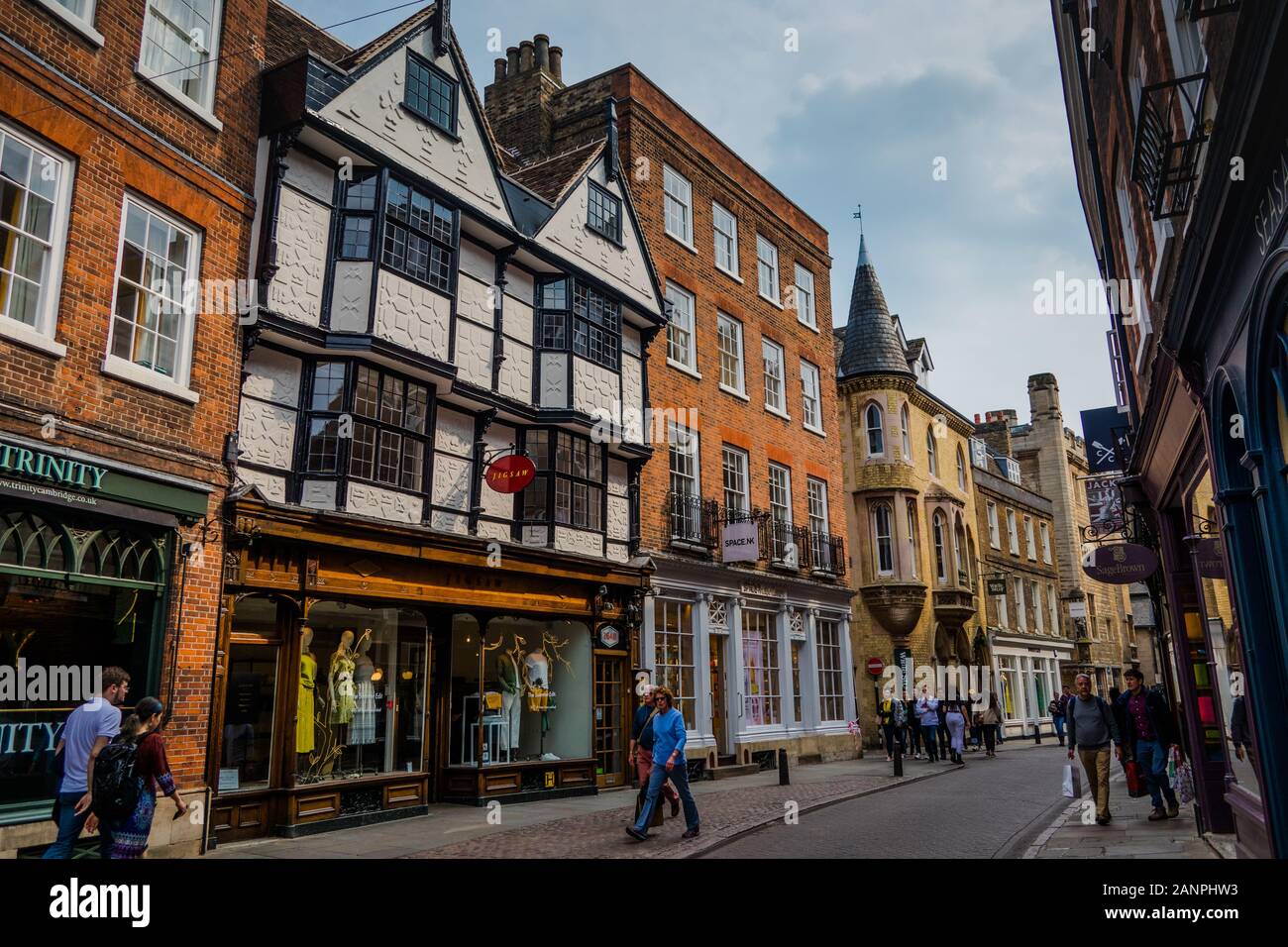 Old historical buildings in Trinity Street Cambridge England Stock ...