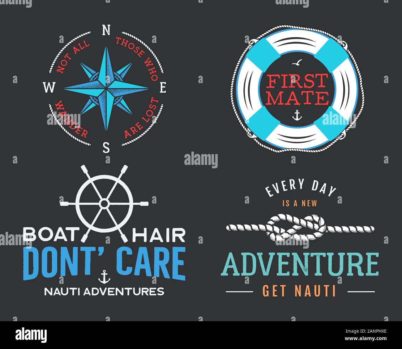 Nautical vintage prints designs set for t-shirts, apparel. Marine logos ...