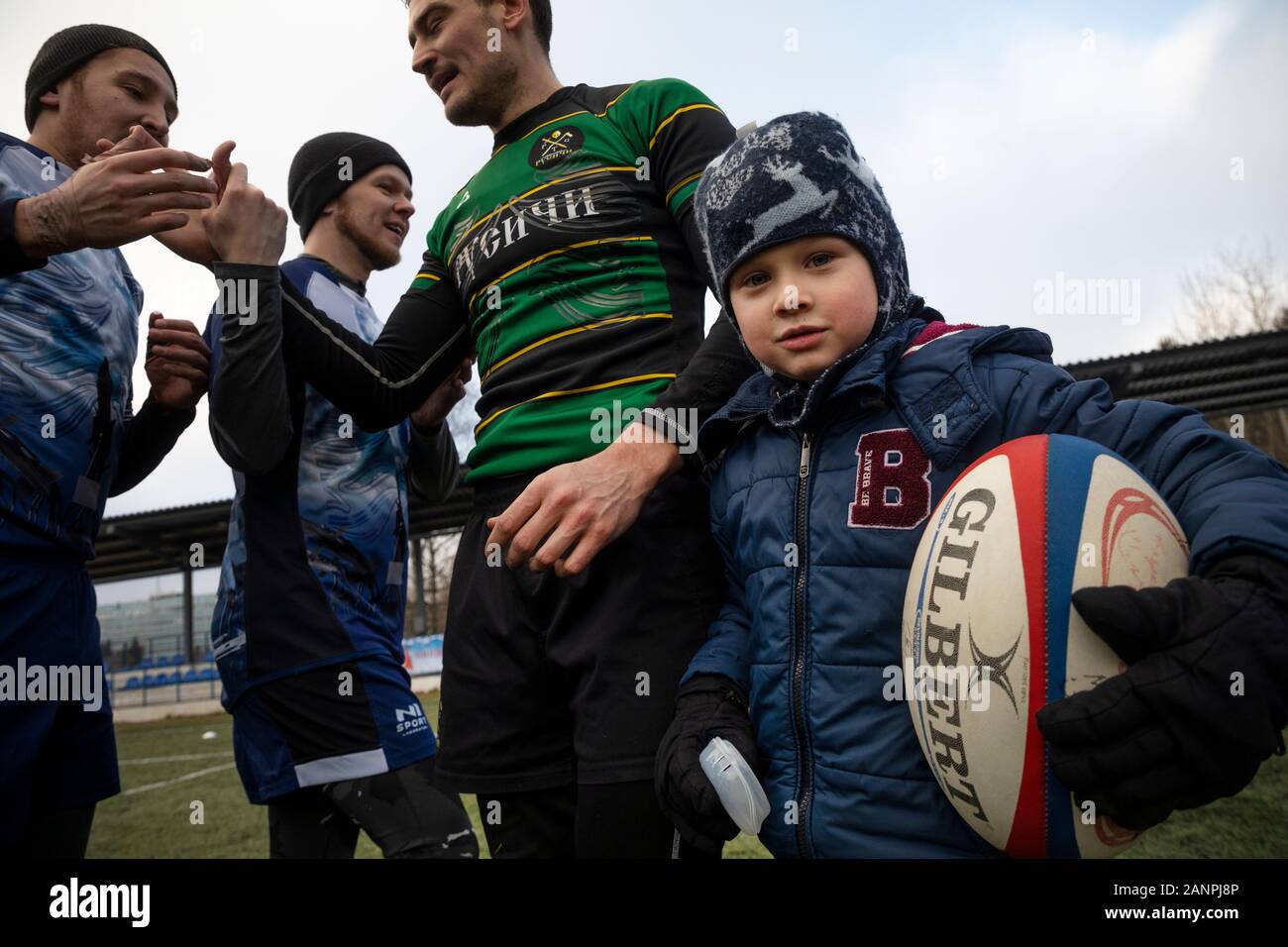 Moscow, Russia. 18th of January, 2020 players from opposite teams greet ...
