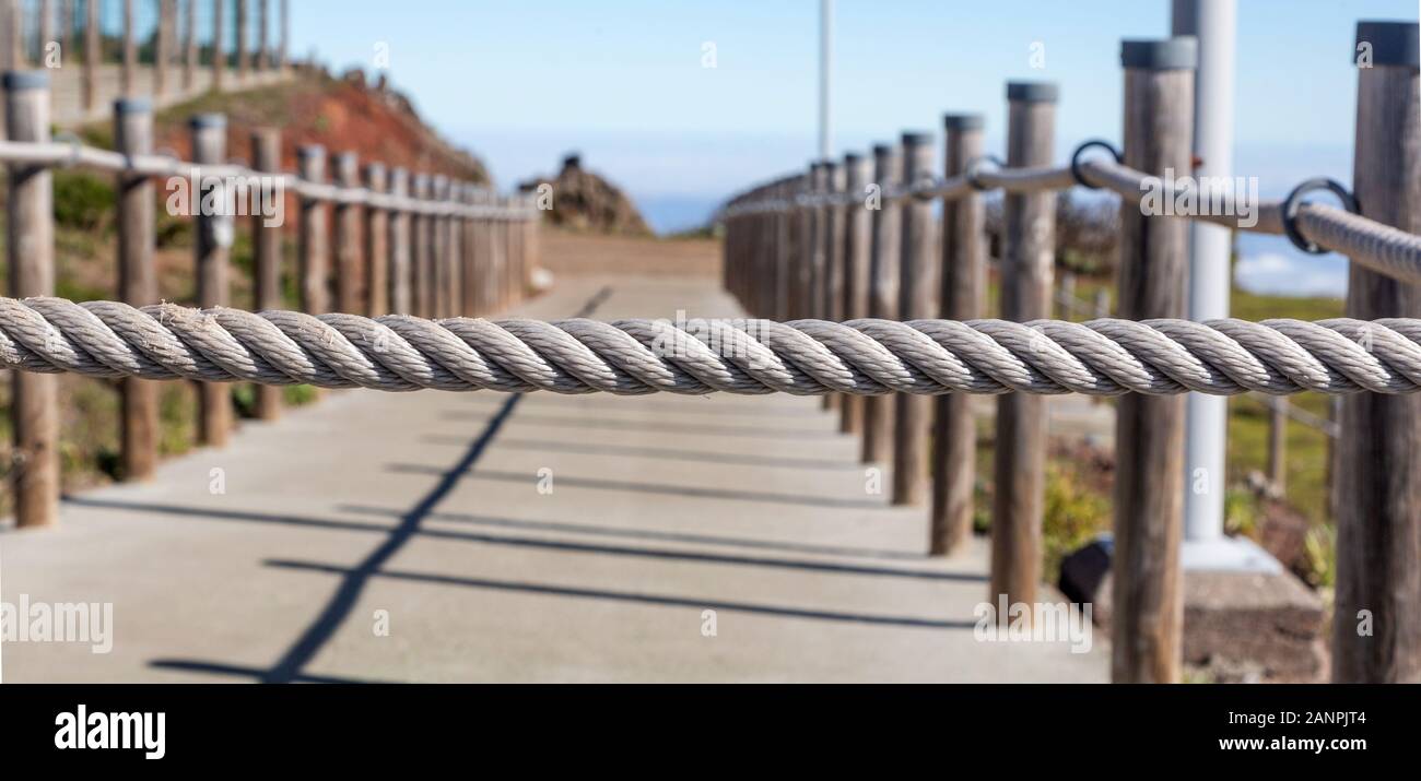 banister railing on marine rope Stock Photo - Alamy