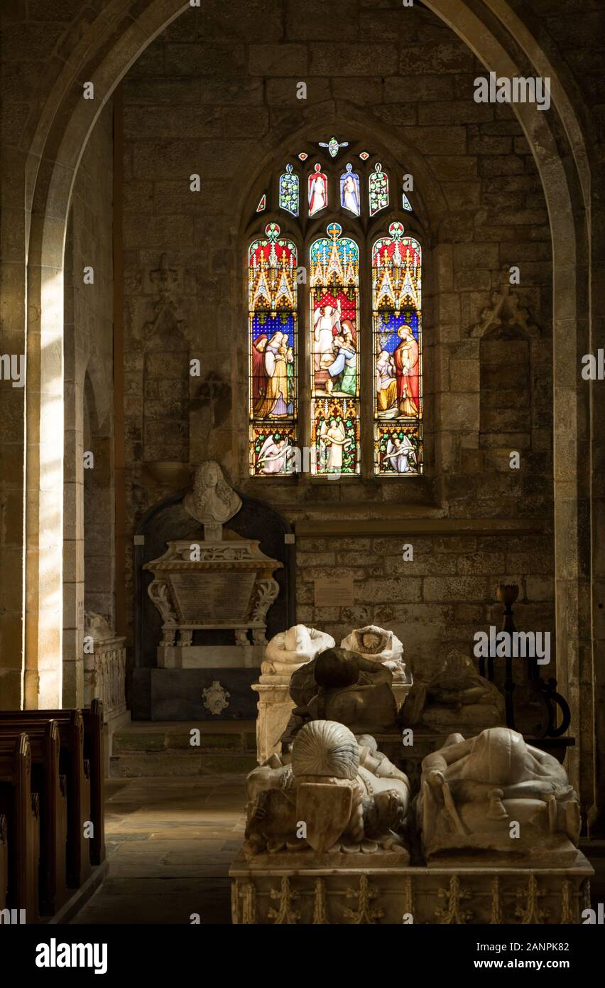 Alabaster Tombs with a stained glass window in the background, All ...