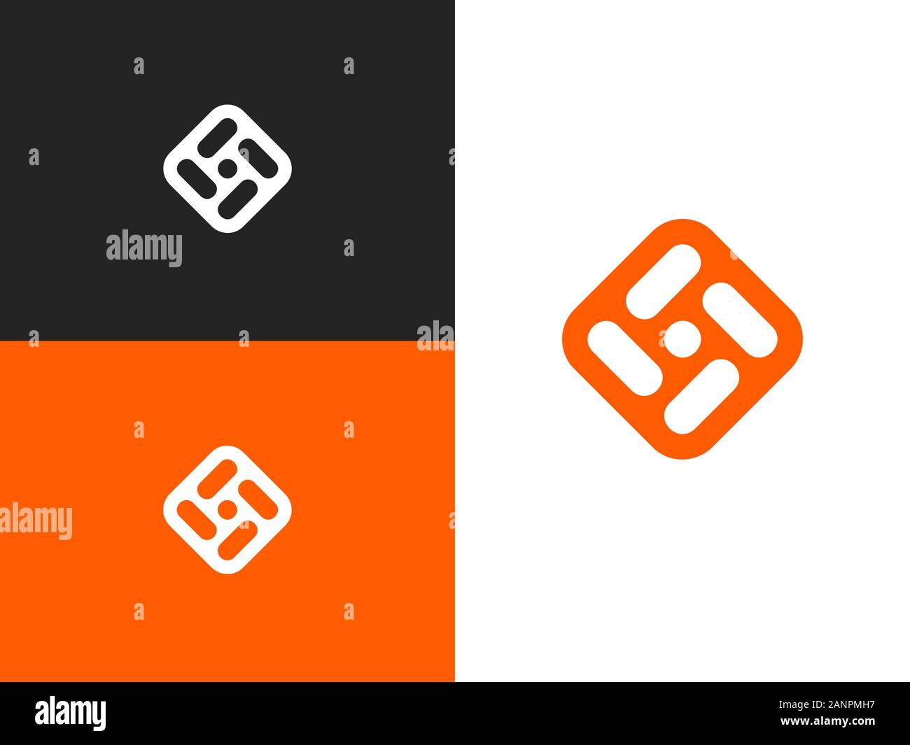 Technology logo in rhombus rounded shape. Icon template for medicine ...