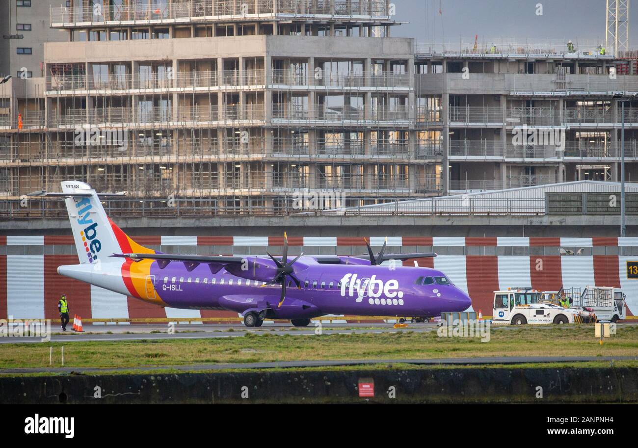 Flybe Aircraft at City Airport, London. The airline has faced financial ...