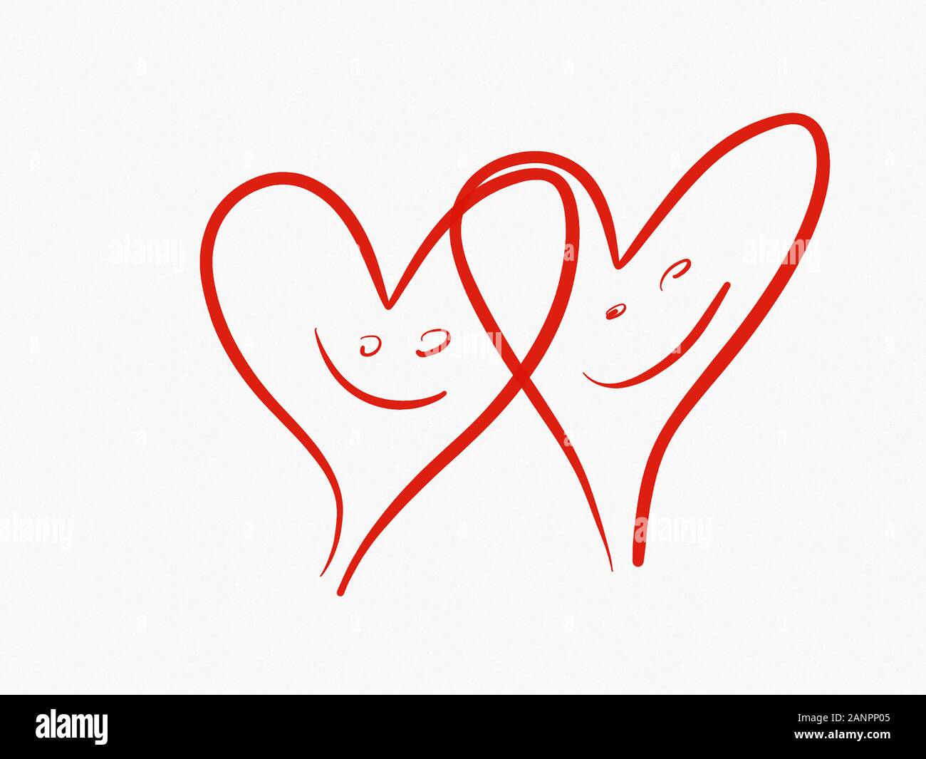 Two happy hearts, smiling. Valentines day Stock Photo - Alamy