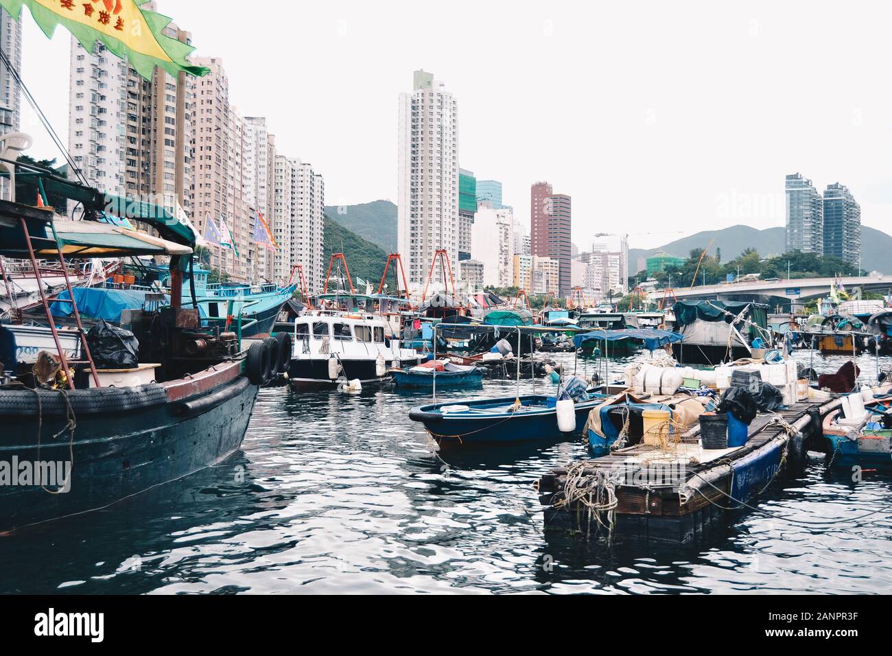 Fishing boats in the Harbour of Hong Kong Stock Photo - Alamy