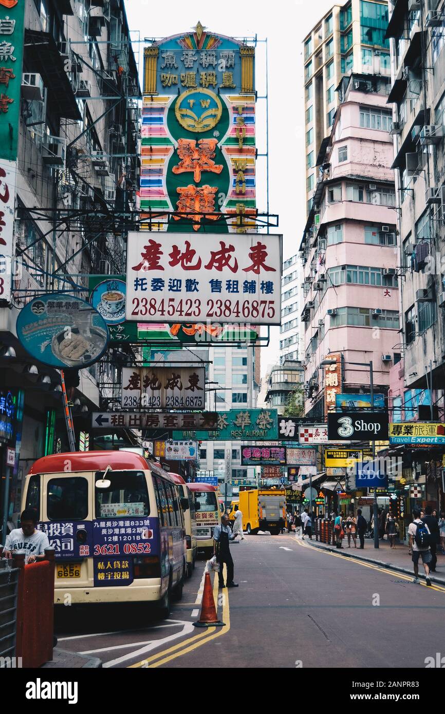 Street with a lot of signs Stock Photo - Alamy