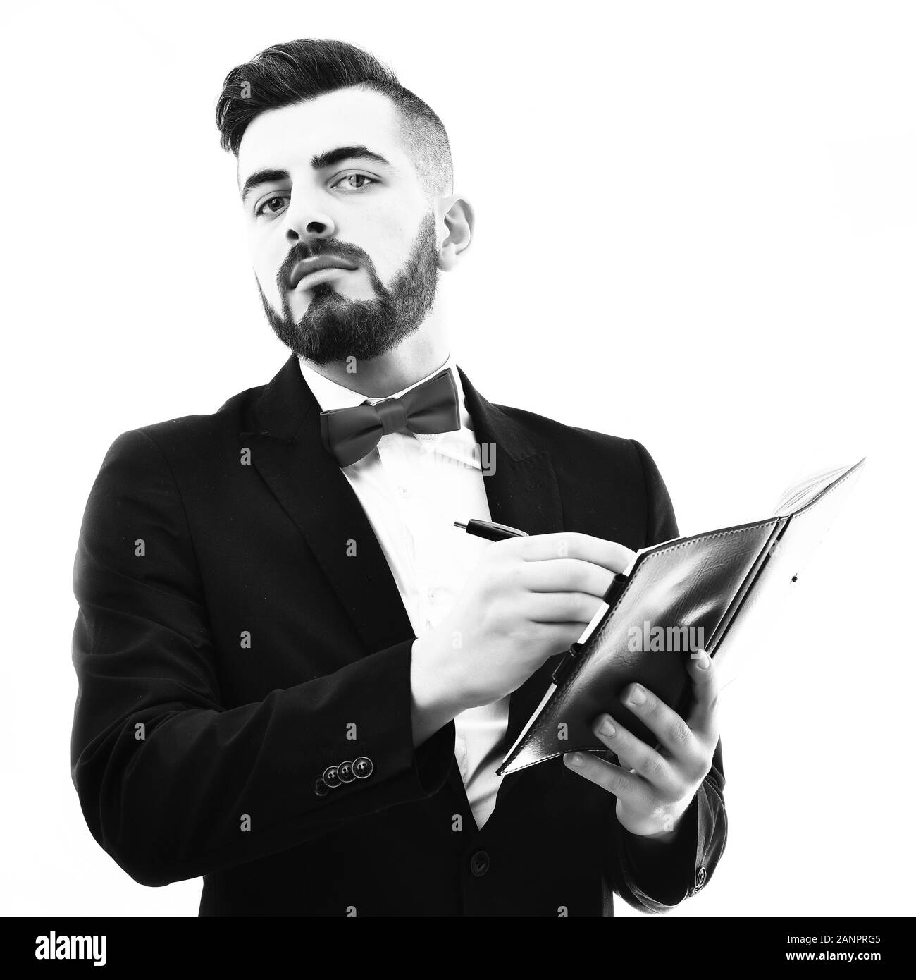 Businessman or lawyer with confident face expression and neat beard ...
