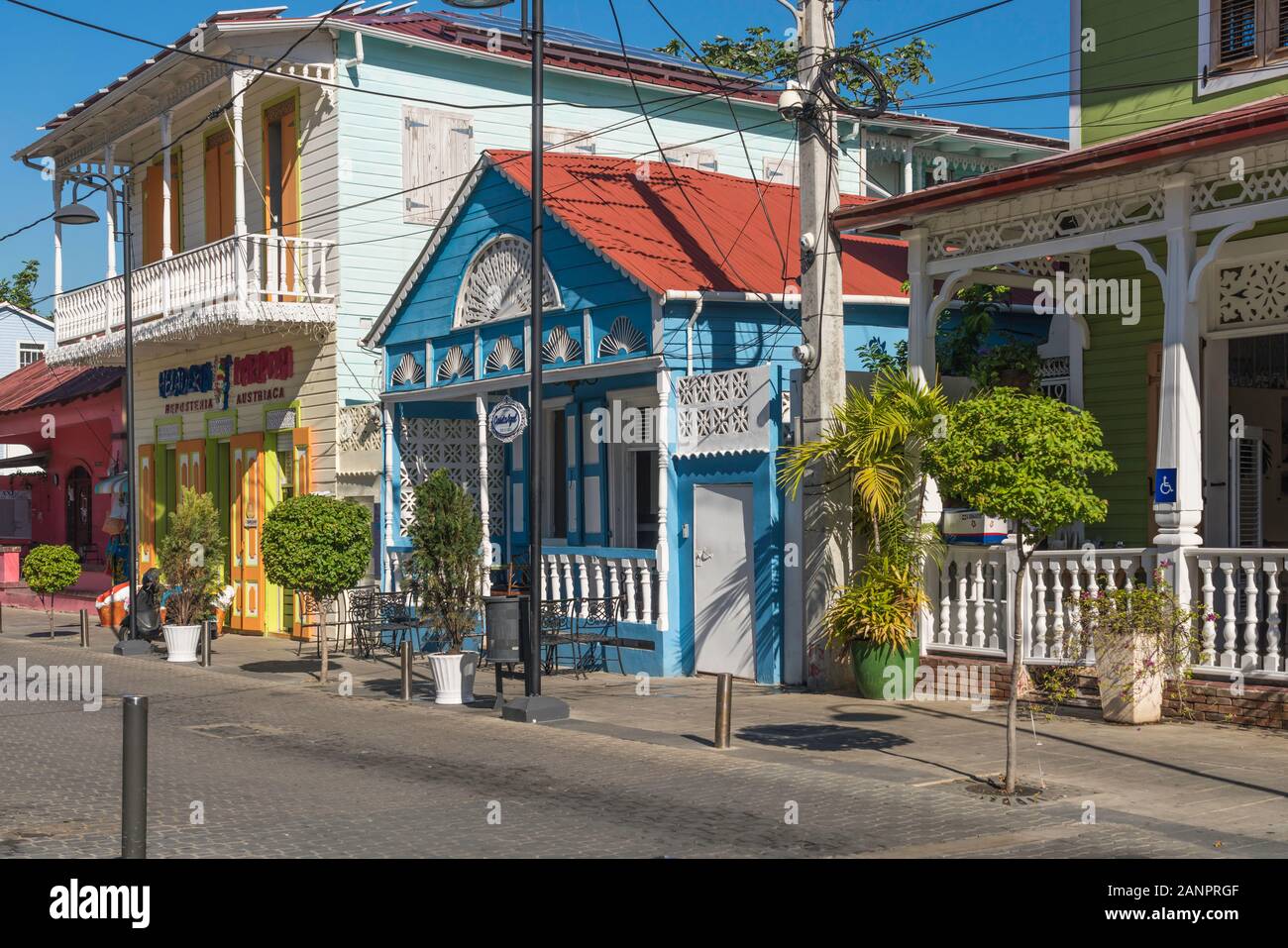 Colorful building architecture in downtown Puerto Plata, Dominican ...