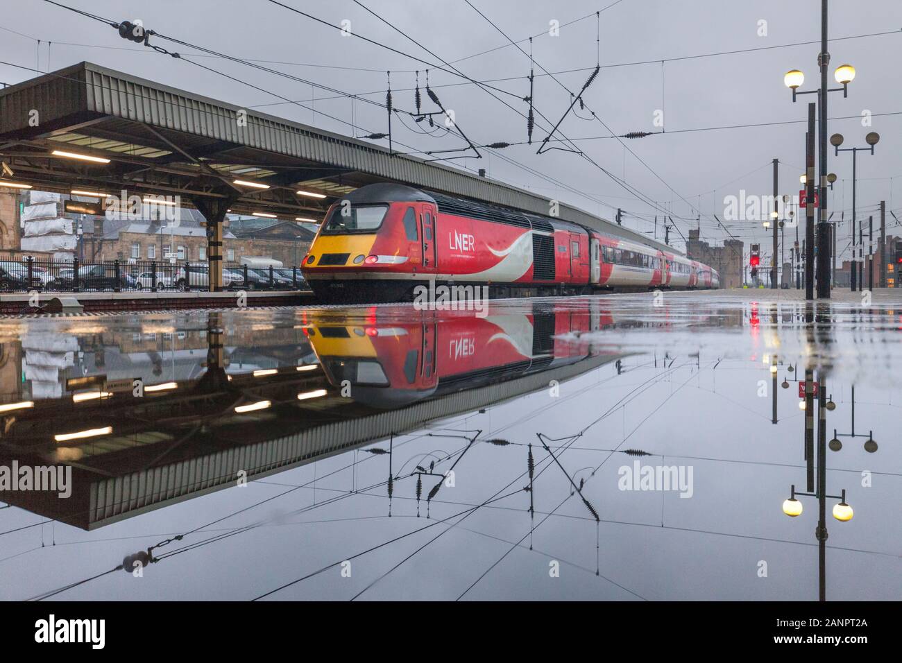 London North Eastern railway ( LNER ) high speed train departing from ...