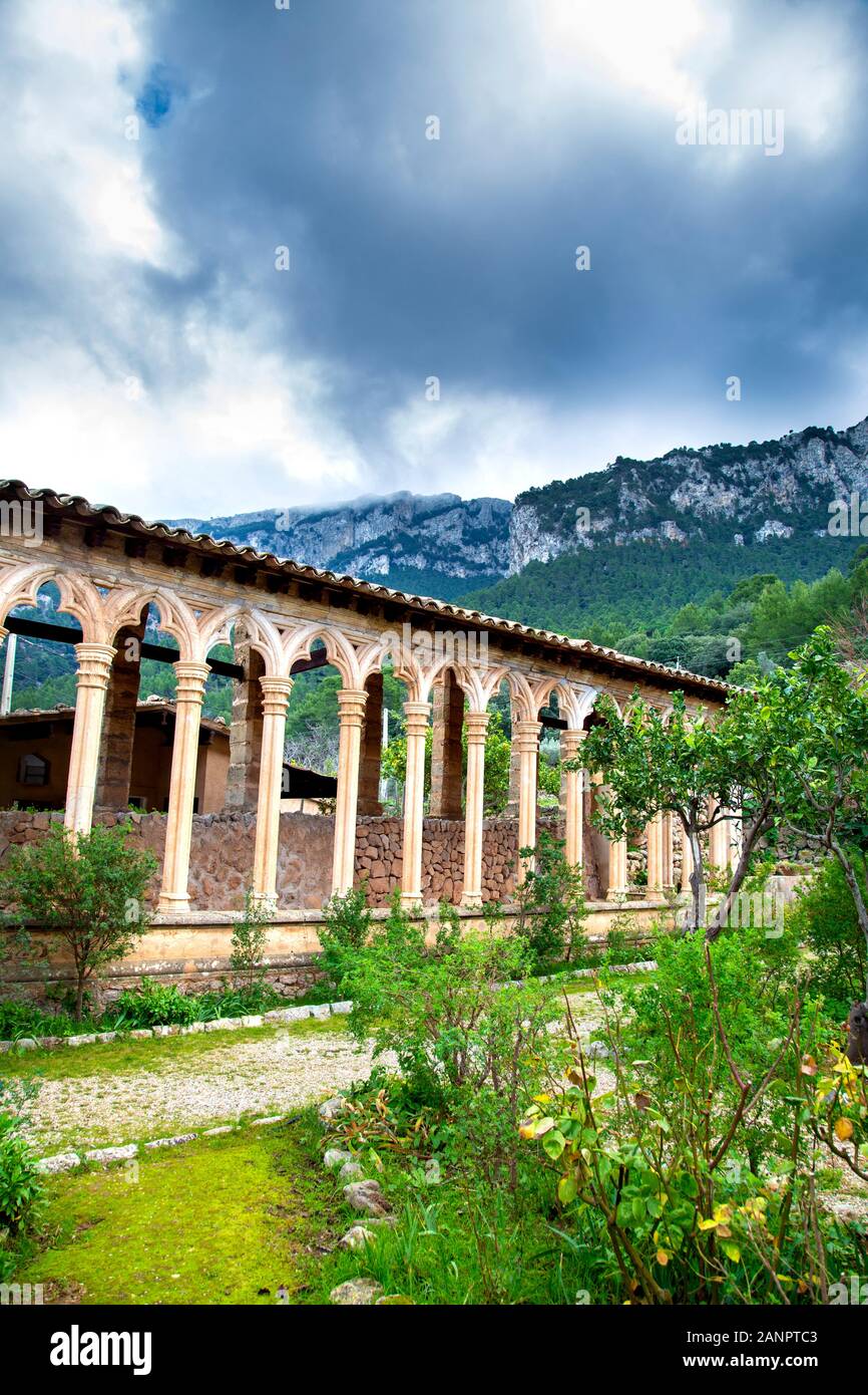 13th century gothic arches at Miramar Monastery, Mallorca, Spain Stock ...