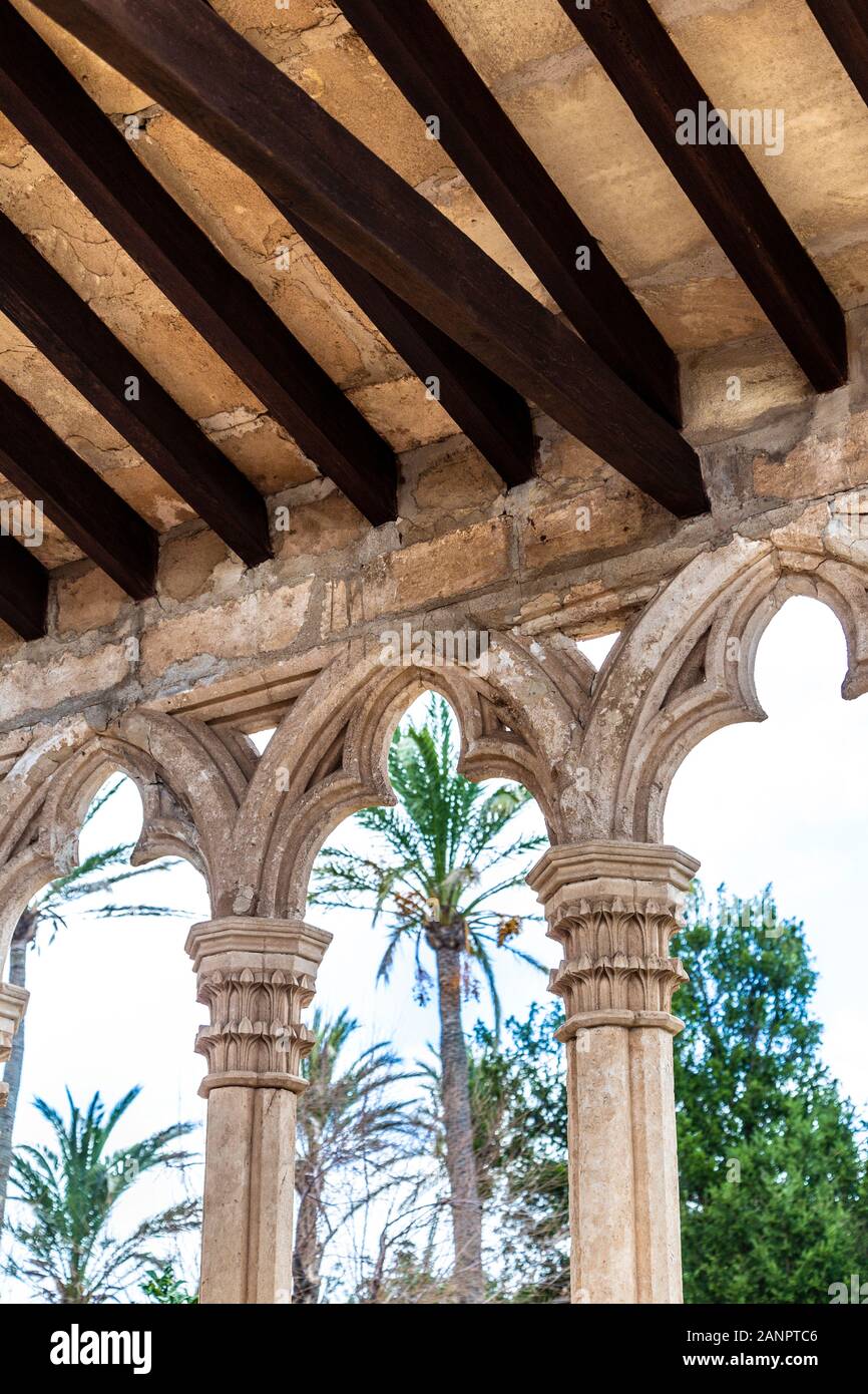 13th century gothic arches, Miramar Monastery, Mallorca, Spain Stock ...