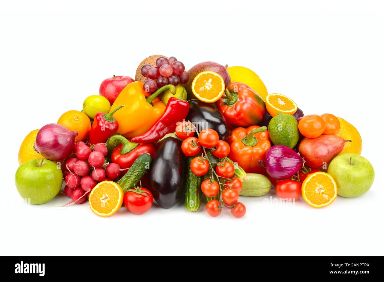 Lots fruits and vegetables isolated on white background Stock Photo - Alamy