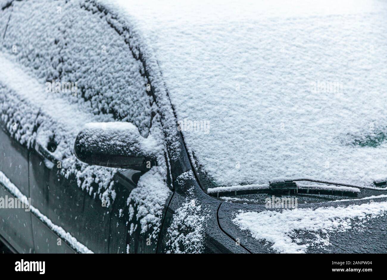 Windshield of car covered with snow during a snowfall Stock Photo - Alamy