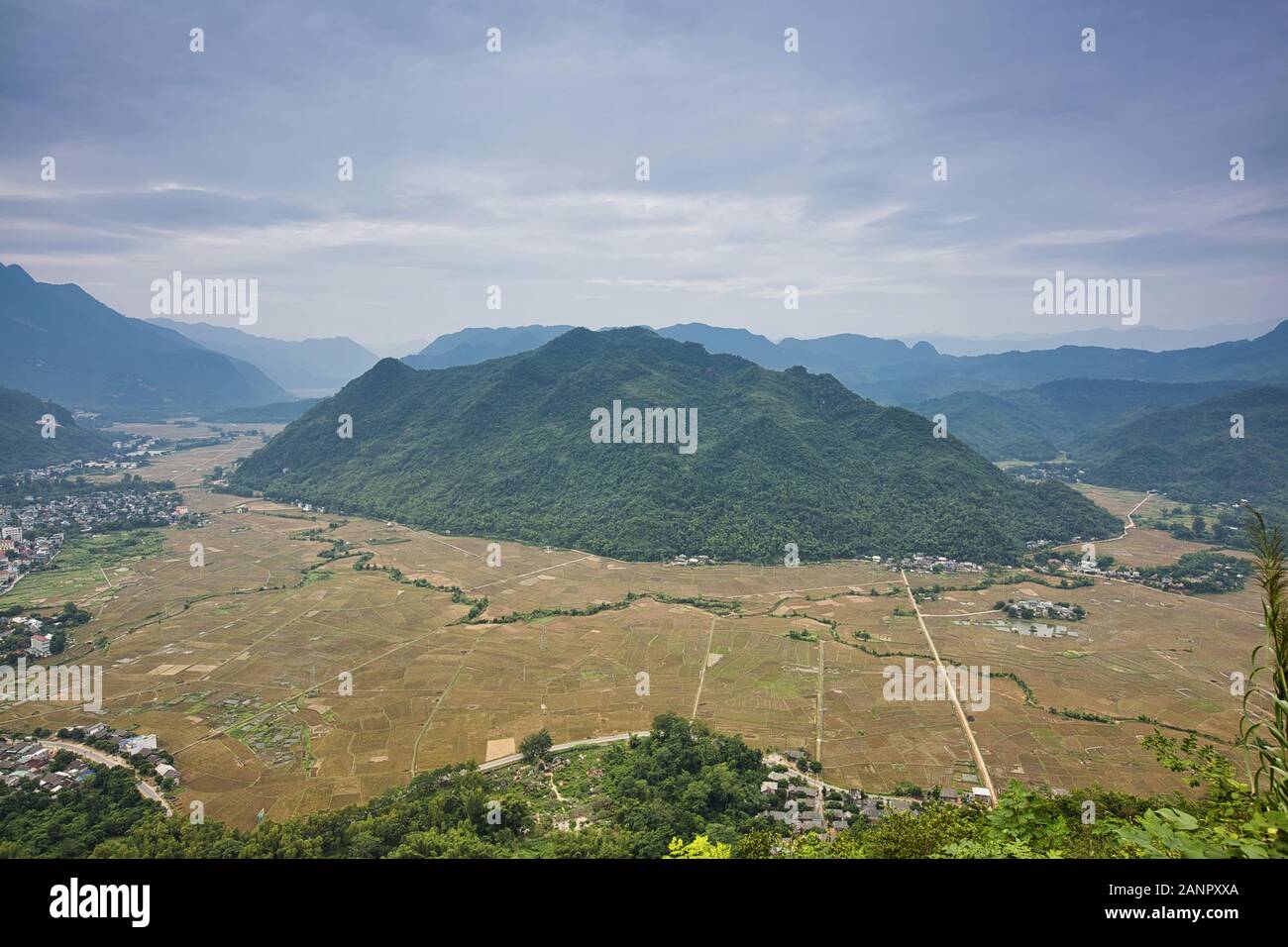 view of Mai Chau Valley and surrounding rice fields, Vietnam Stock ...