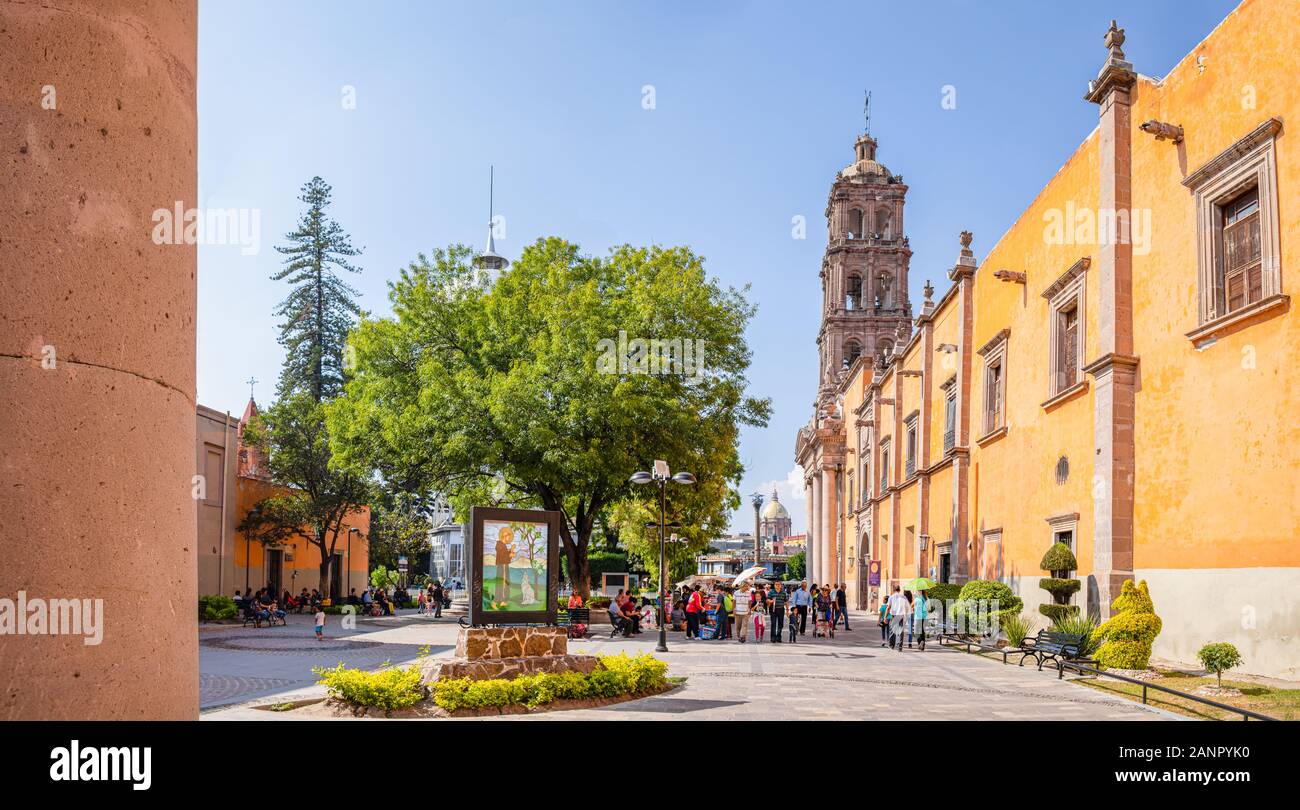 Celaya, Guanajuato, Mexico - November 24, 2019: People walking along ...