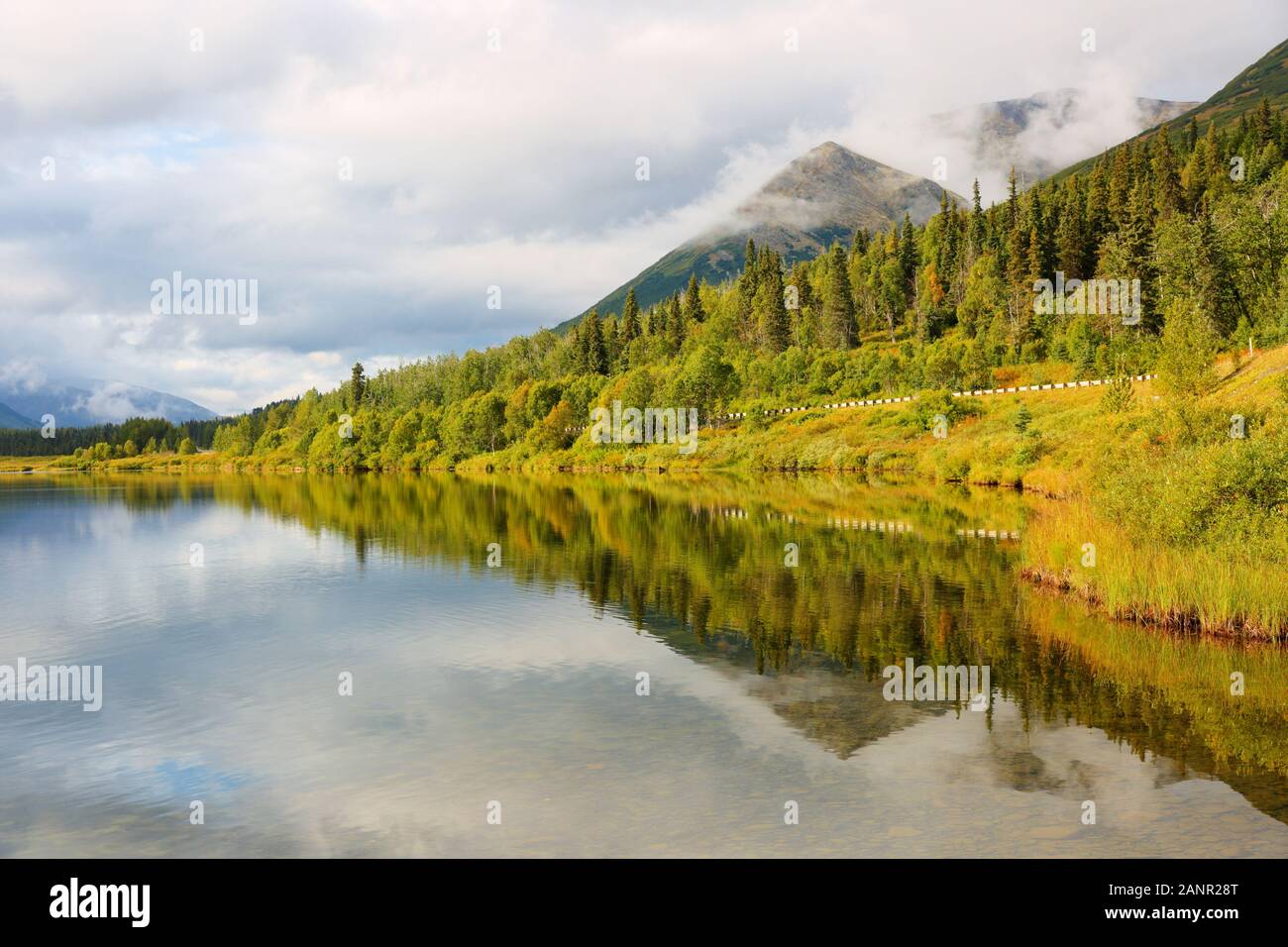 Beautiful sunrise at Kenai River, Alaska, USA. The Kenai River is the ...