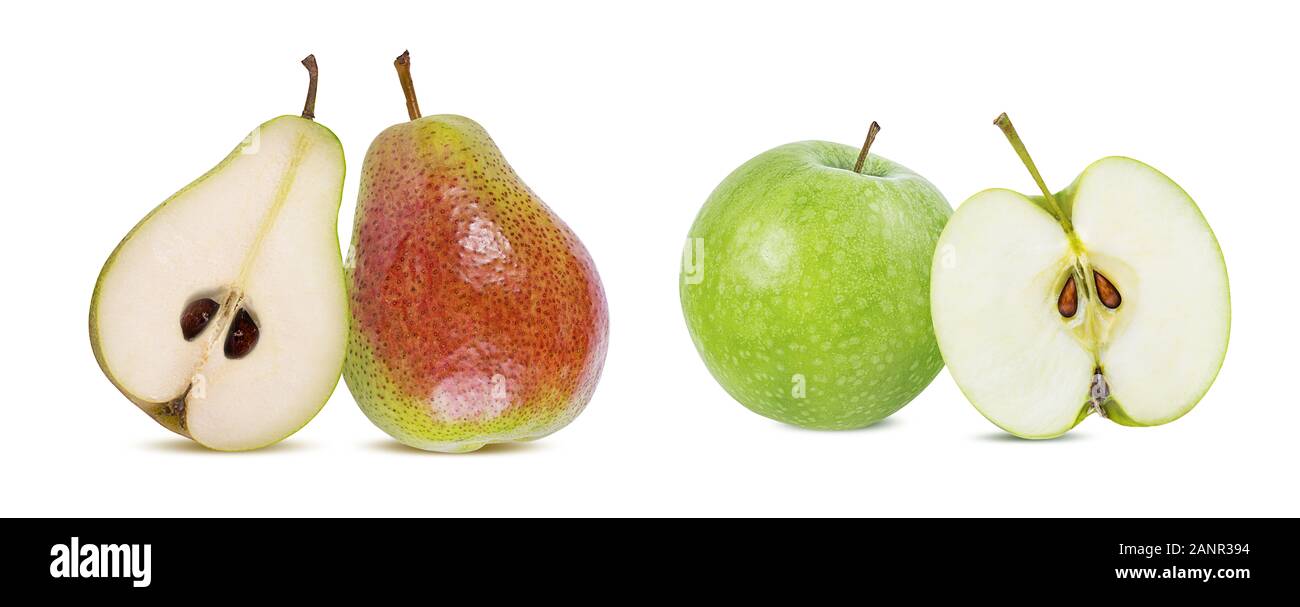 pears and apple isolated on white background Stock Photo - Alamy