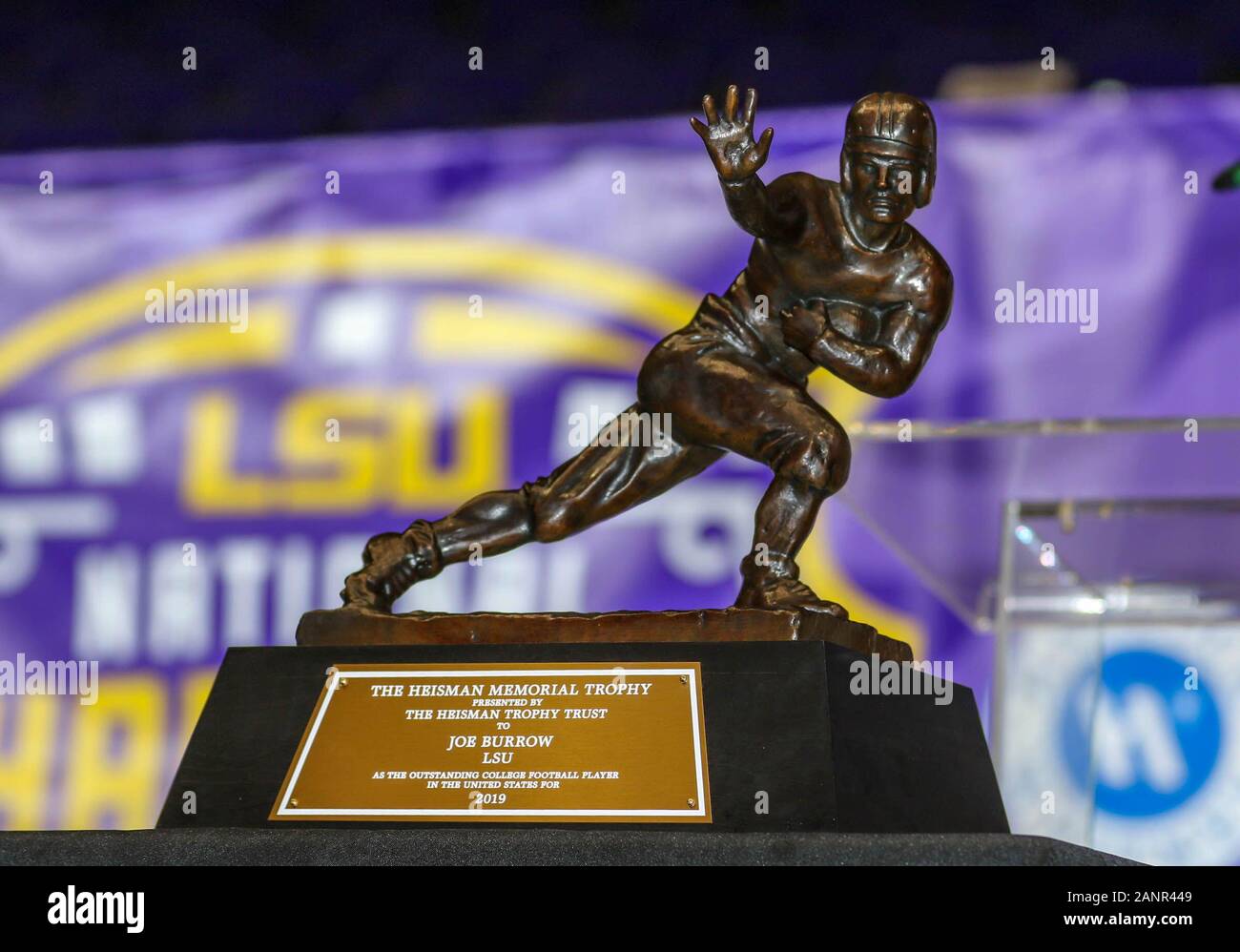 Baton Rouge, LA, USA. 18th Jan, 2020. The 2019 Heisman Trophy, which ...