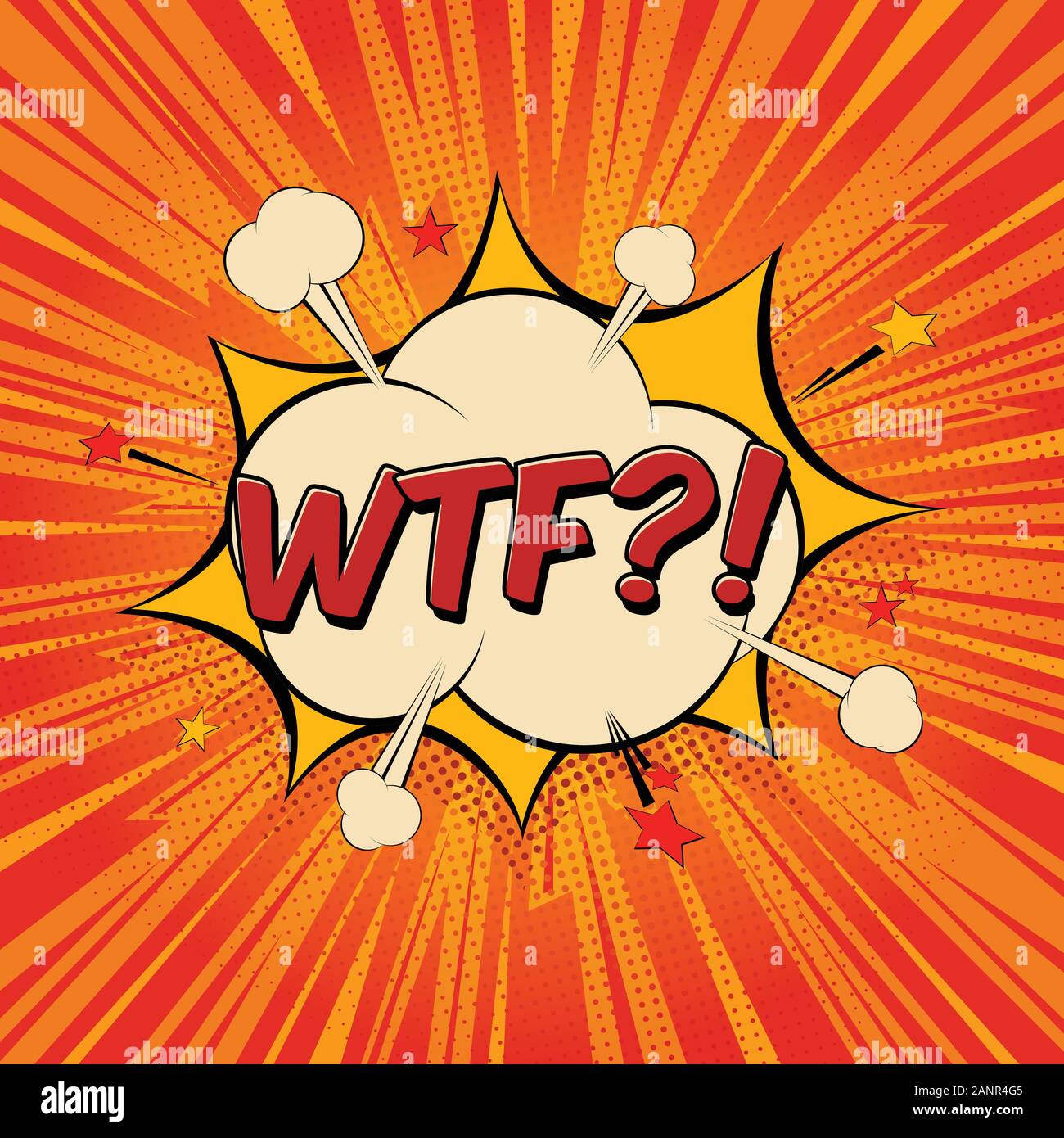 WTF comic text speech bubble. Sound effect bang cloud icon of color ...