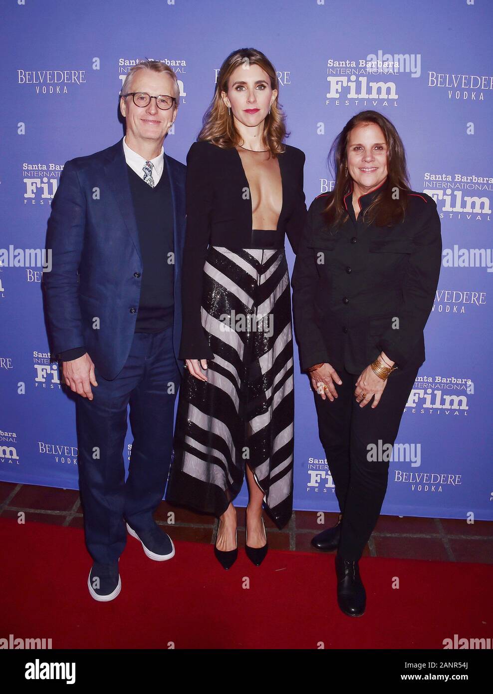 SANTA BARBARA, CA - JANUARY 17: (l-R) Linus Roache, Sarah Megan Thomas ...