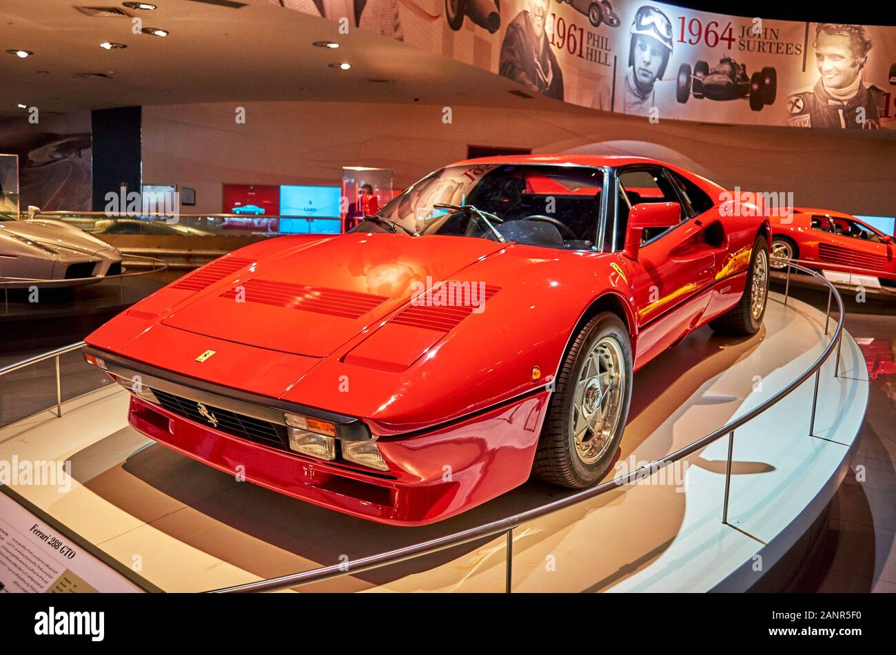 The historical Ferrari 288 GTO showcase in the Ferrari World amusement ...