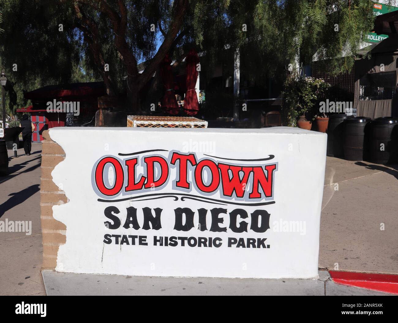 Entrance sign to historic Old Town State Park in San Diego California ...