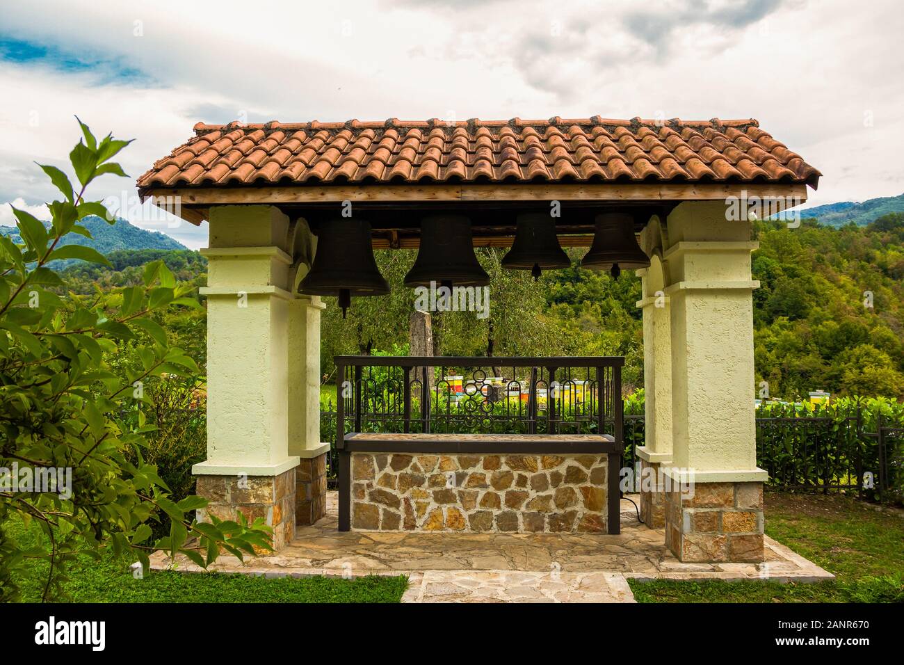 the belfry and the church of Assumption of Mary in Serbian Orthodox ...
