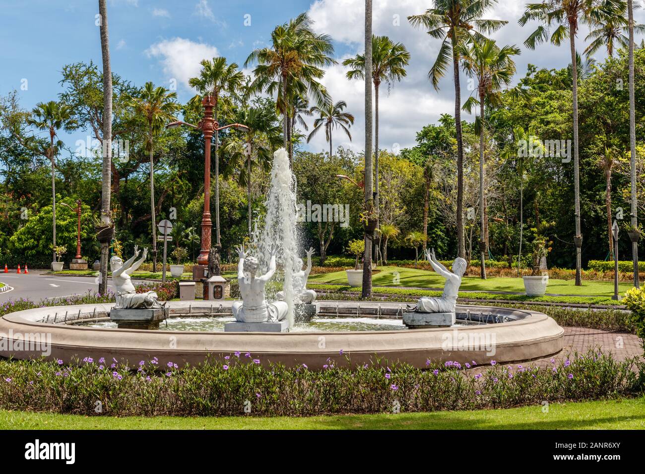 Green garden and fountains at Nusa Dua area, Bali, Indonesia Stock ...