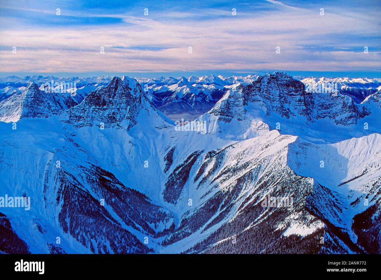 Aerial view of the Canadian Rockies, near Banff Alberta Canada Stock ...