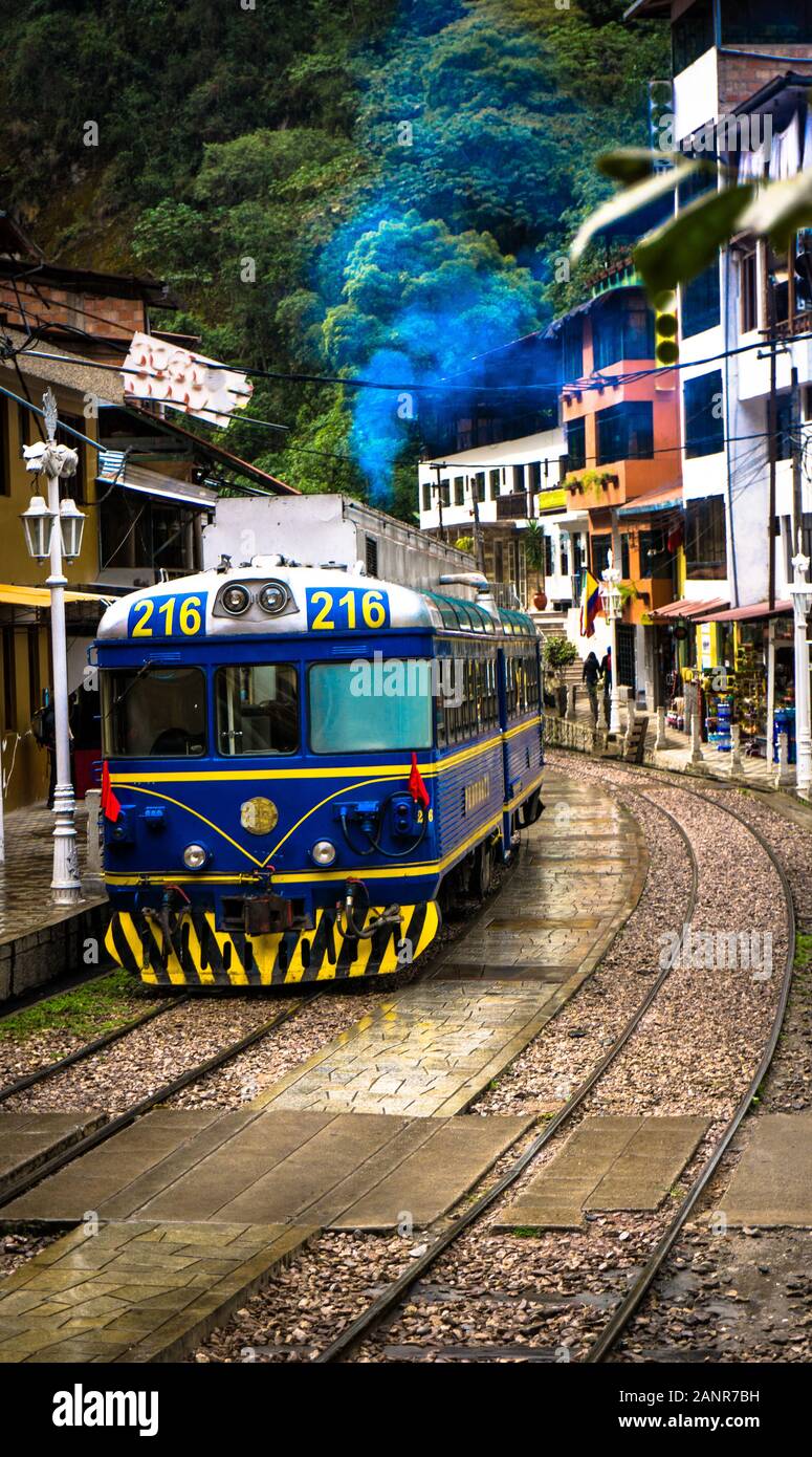 Old blue railway train subway Stock Photo - Alamy