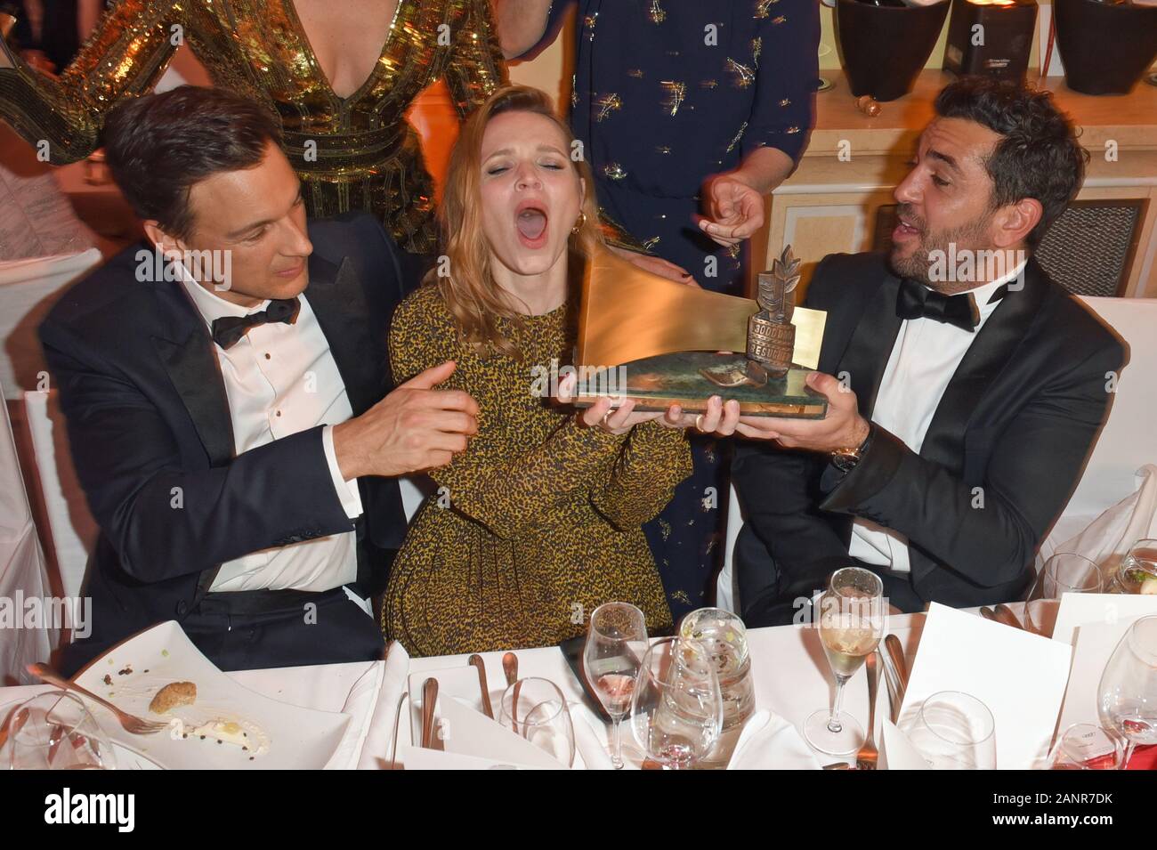 Munich, Germany. 18th Jan, 2020. The actors Florian David Fitz (f-l ...