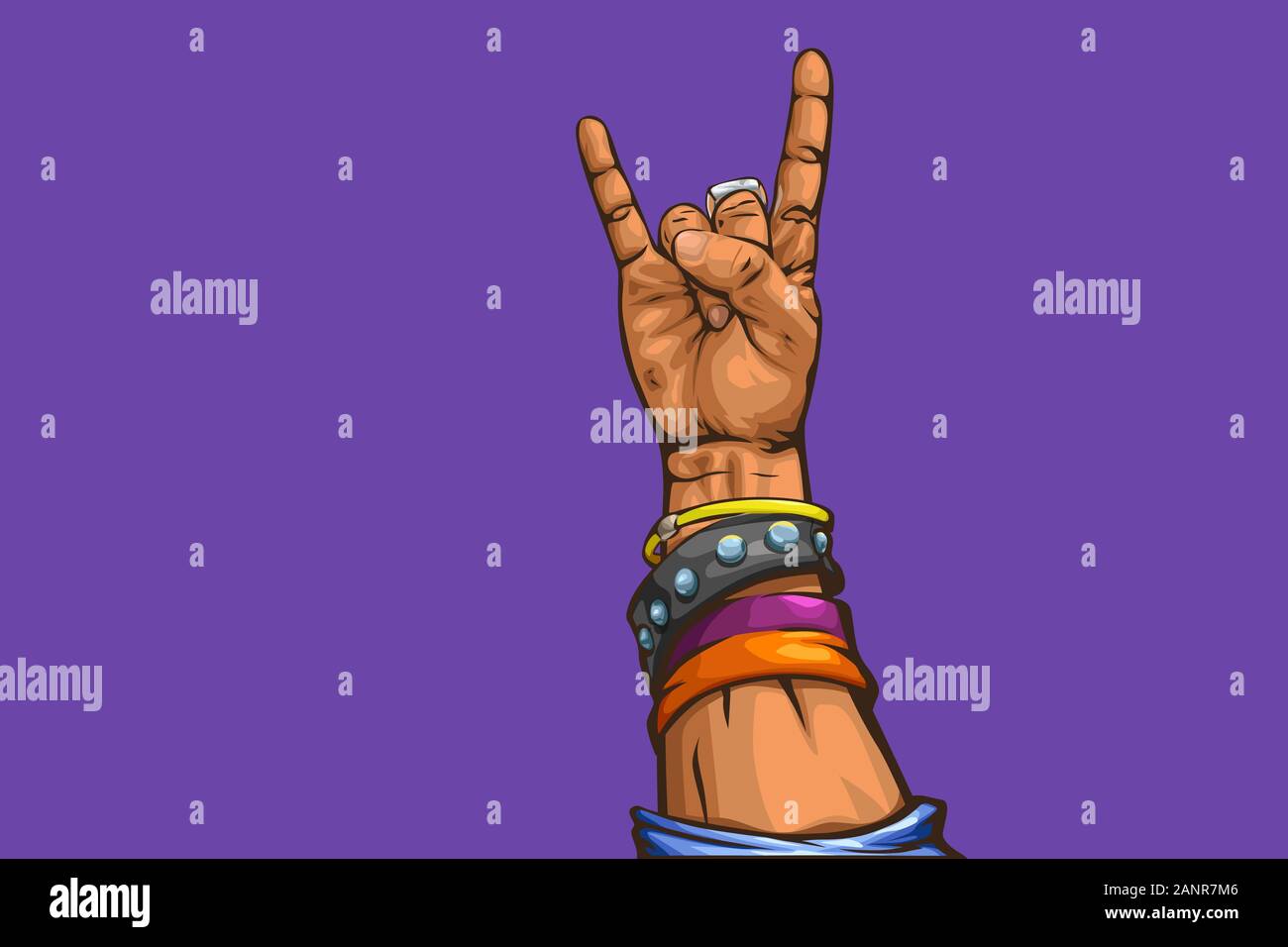 Rock hand sign cartoon Stock Vector Images - Alamy