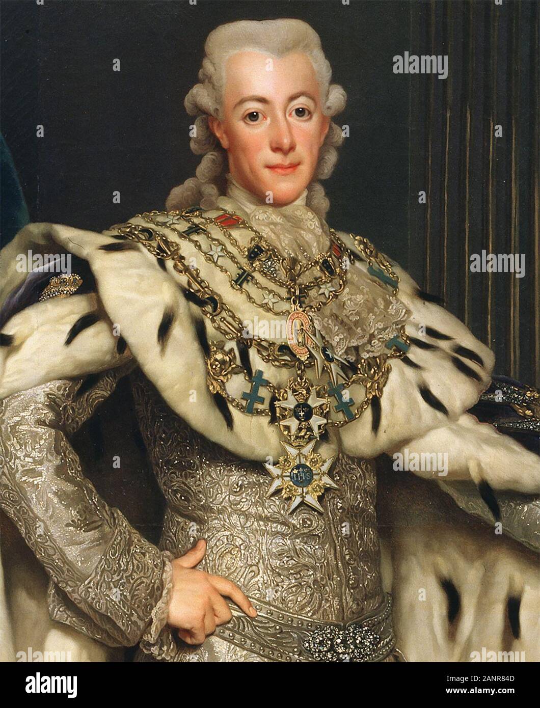 Gustav III in coronation-robe. Alexander Roslin, 1777 Stock Photo - Alamy