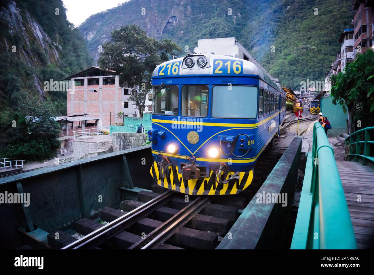 Old blue railway train subway Stock Photo - Alamy