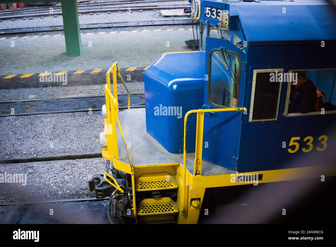 Old blue railway train subway Stock Photo - Alamy