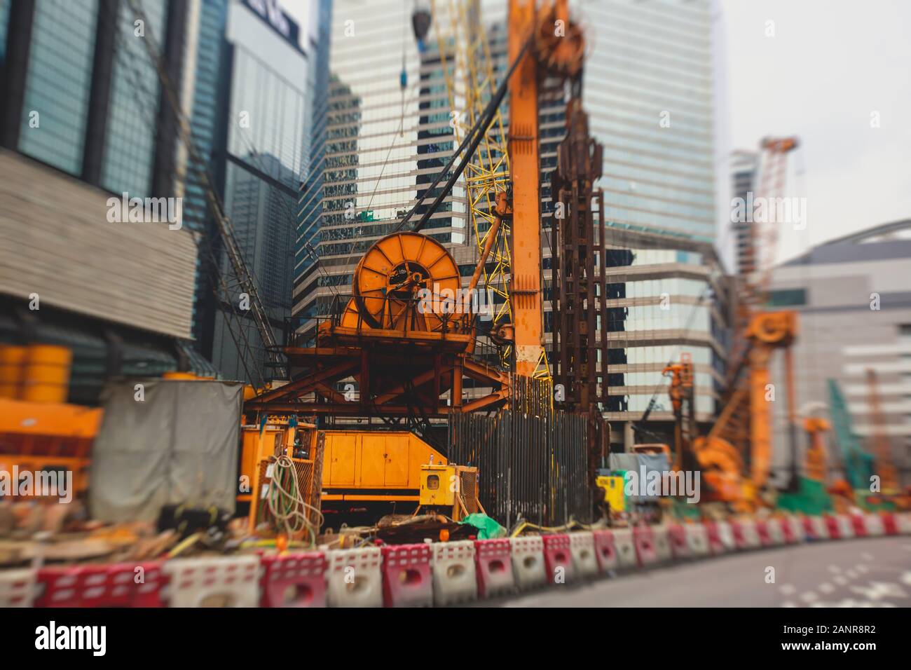 A large construction site in the city, the process of massive buliding ...