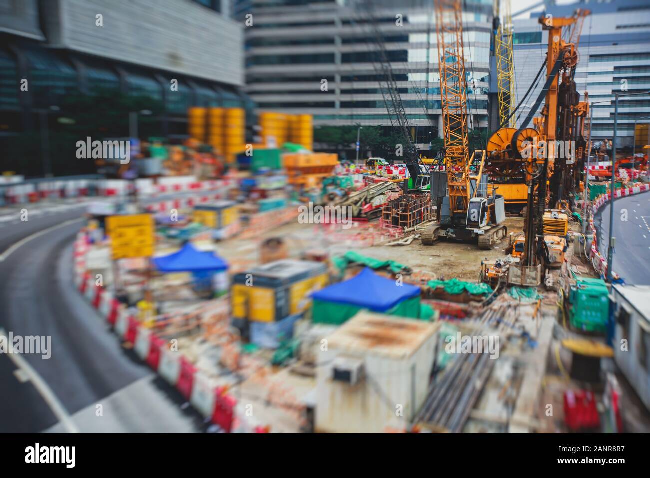 A large construction site in the city, the process of massive buliding ...