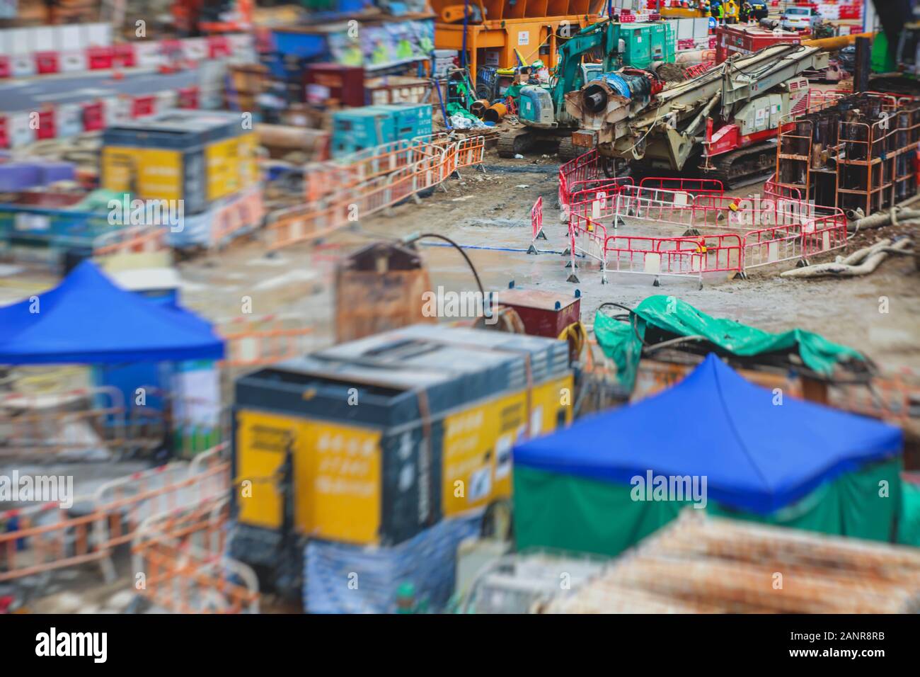 A large construction site in the city, the process of massive buliding ...