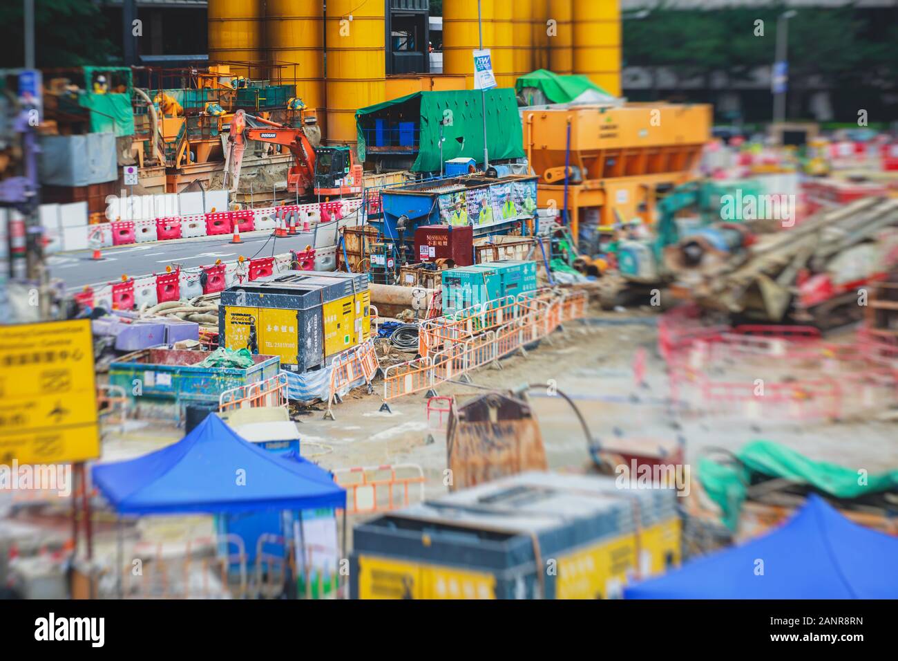 A large construction site in the city, the process of massive buliding ...