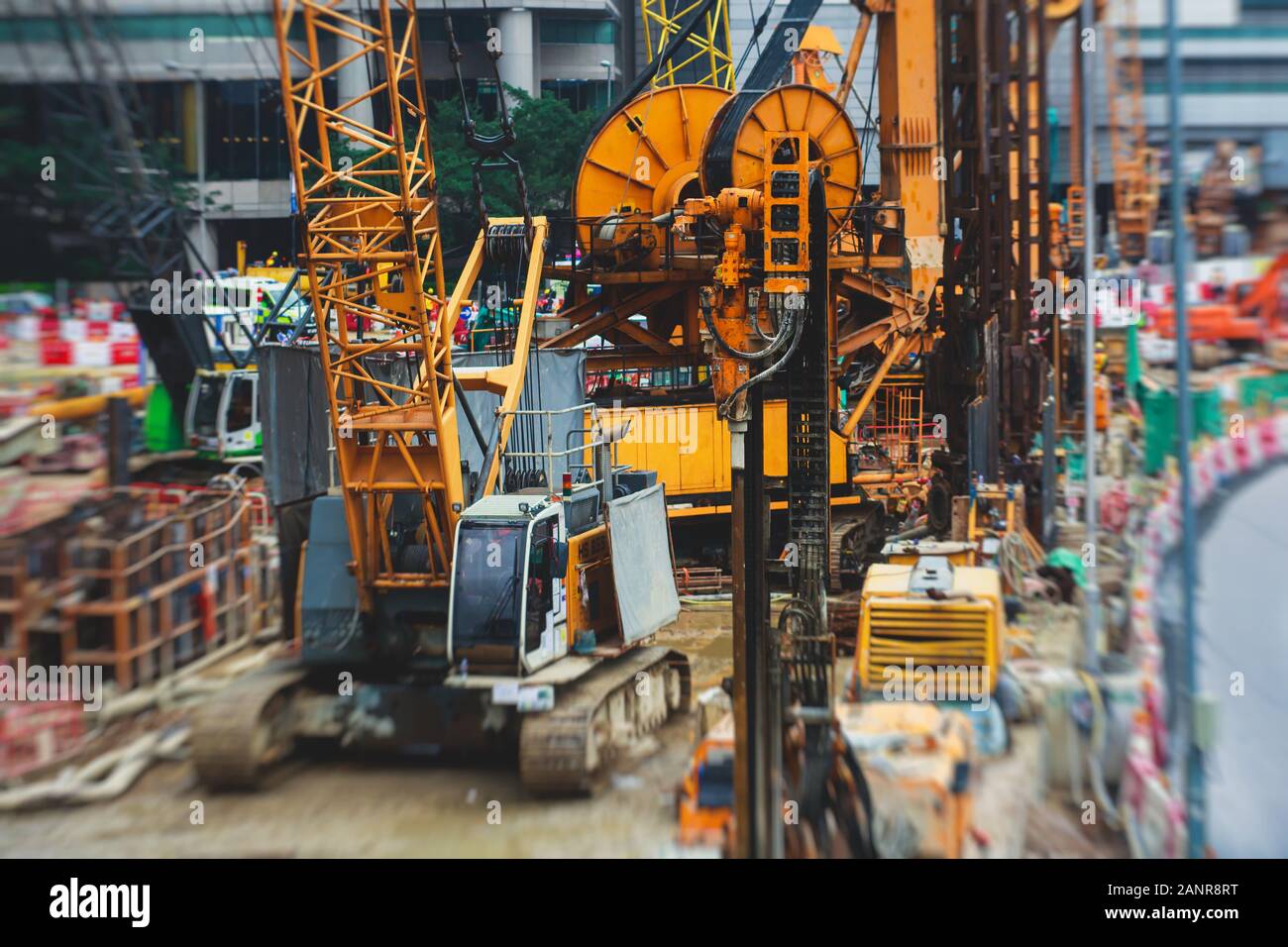 A large construction site in the city, the process of massive buliding ...