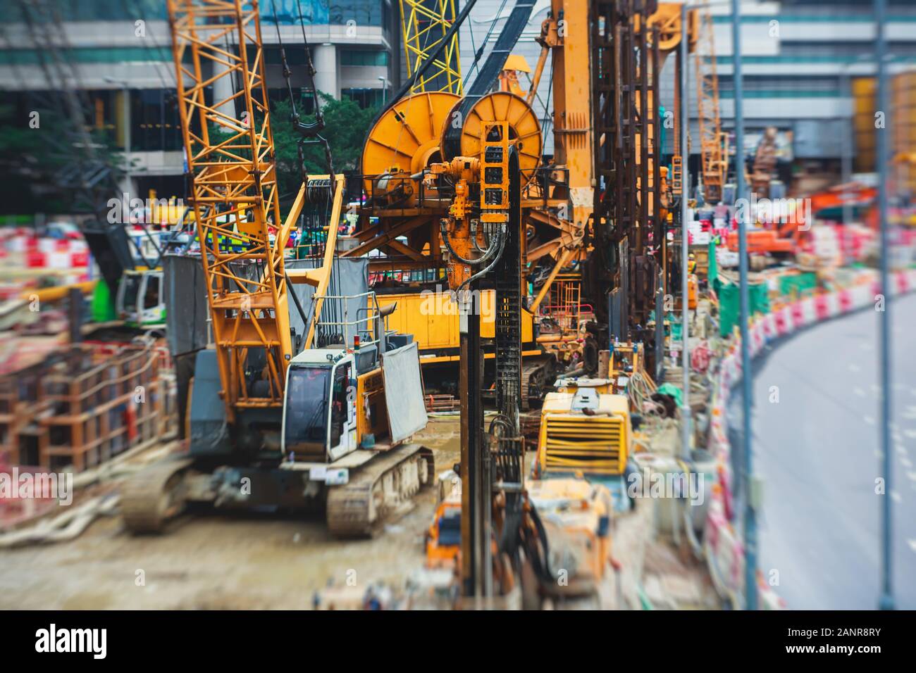 A large construction site in the city, the process of massive buliding ...