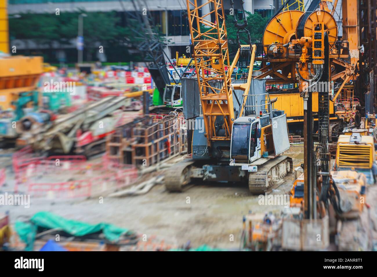 A large construction site in the city, the process of massive buliding ...